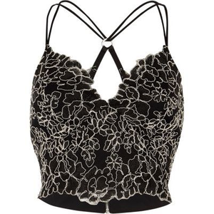 Womens Black lace V neck cross back cami bralette for $24.00 available ...