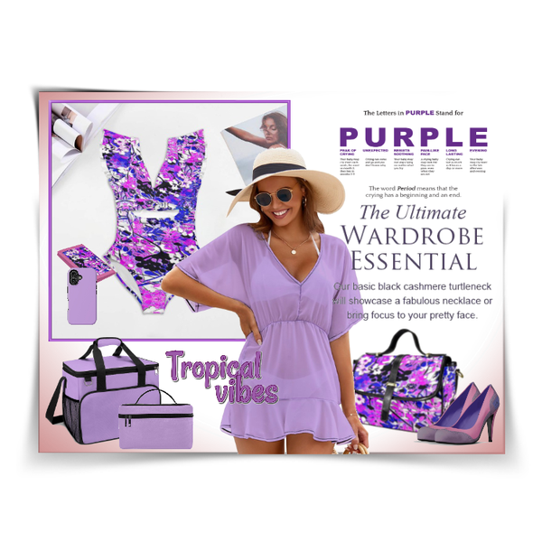 Floral Swimsuit with Luscious Lavender Cover-up - Fashion look - URSTYLE
