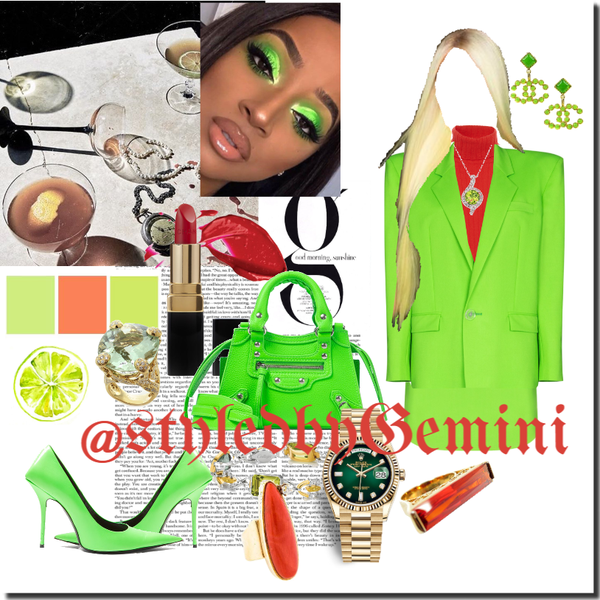 Color Block Lime-Red - Fashion look - URSTYLE
