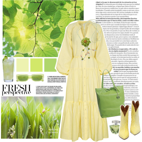 soft yellow with spring green - Fashion look - URSTYLE