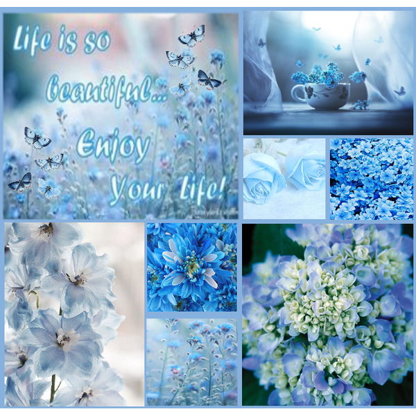 Blue Floral Textures-Mood Board - Fashion look - URSTYLE