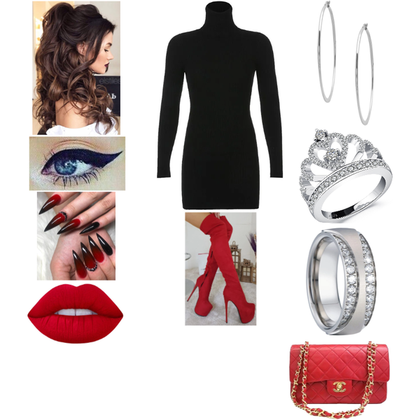 Red and Black Mood - Fashion look - URSTYLE