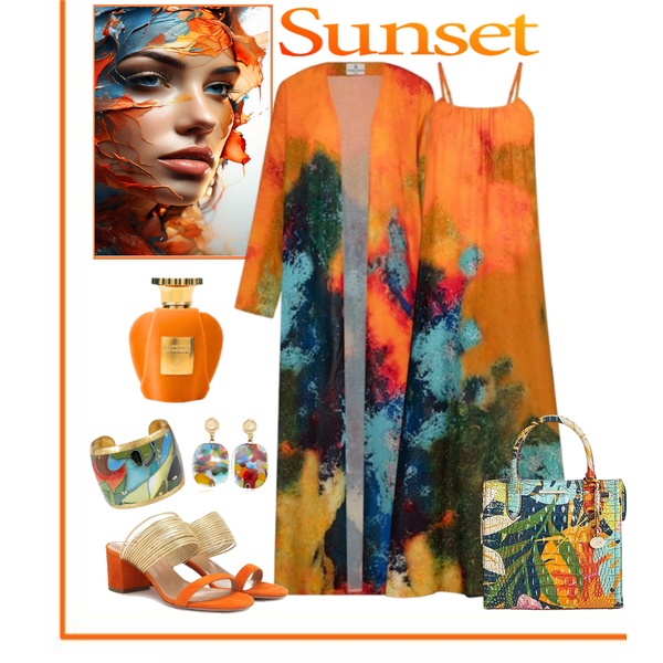 Dhara Sheth Abstract Print Kimono & Dress - Fashion look - URSTYLE