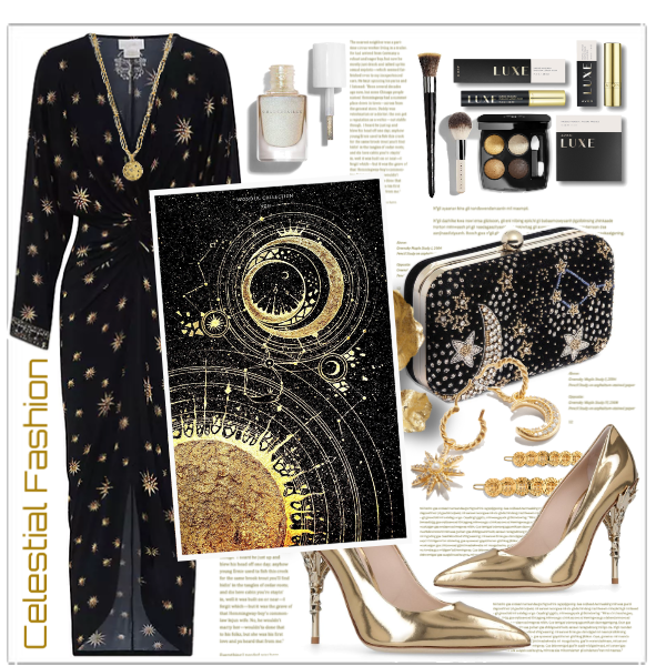 Celestial Fashion in Black and Gold - Fashion look - URSTYLE