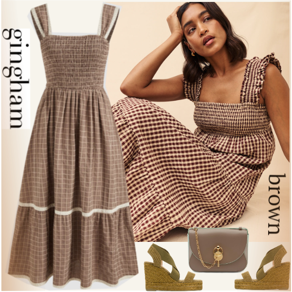 gingham-dress-in-brown - Fashion look - URSTYLE