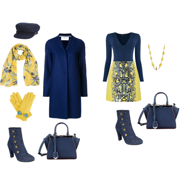 Blue + yellow - Fashion look - URSTYLE
